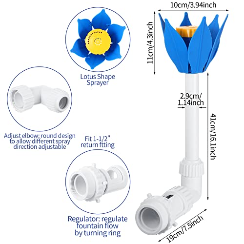 3 Pcs Pool Fountain Jet Adjustable Waterfall Pool Fountain Spray Above Inground Swimming Pool Waterfall Sprayer Flower Flower Pond Fountain Nozzle Accessories