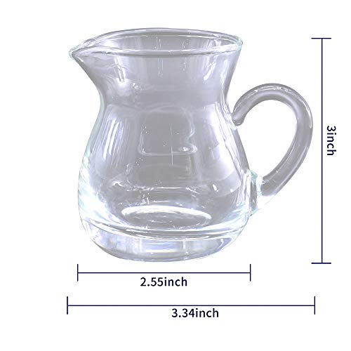 DGQ Classic Glass Creamer Pitcher with Handle 4oz Pack of 2 Milk Pourer Mini Creamer for Coffee Tea Maple Syrup Serving