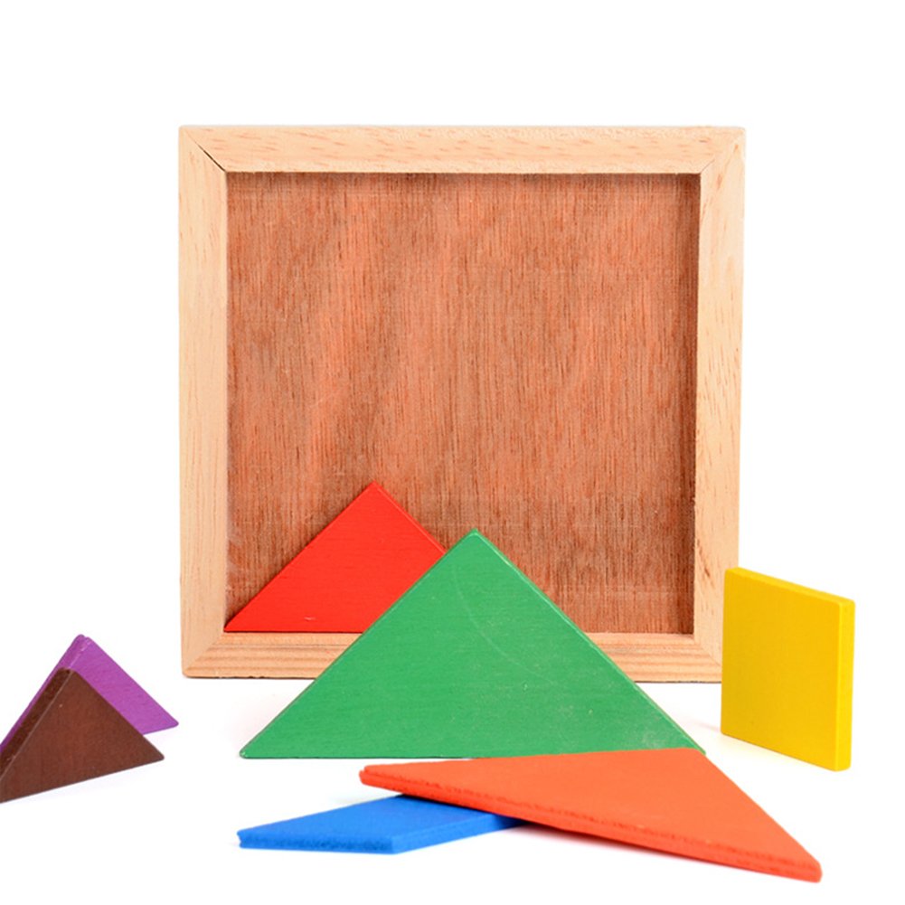 3 otters Wooden Tangrams Puzzles, 4 Pack Educational Tangrams Shapes Puzzle Toys for Kids Christmas Stocking Stuffers, STEM Montessori Wood Toy, Brain Logic Blocks