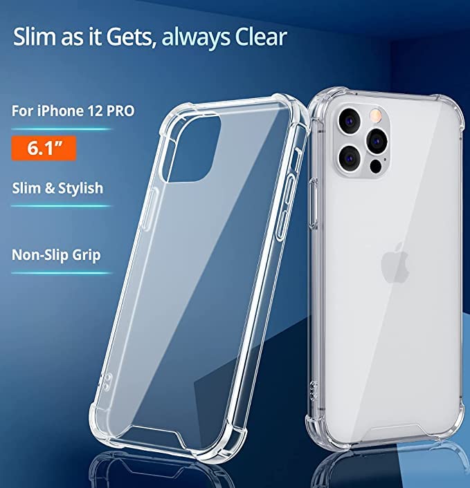 Orase Ultra Clear Cases Designed for iPhone 12 Case & iPhone 12 Pro Case [Non-Yellowing] Protective Slim Phone Case with Shockproof Air Bags, 2020 (Crystal Clear)