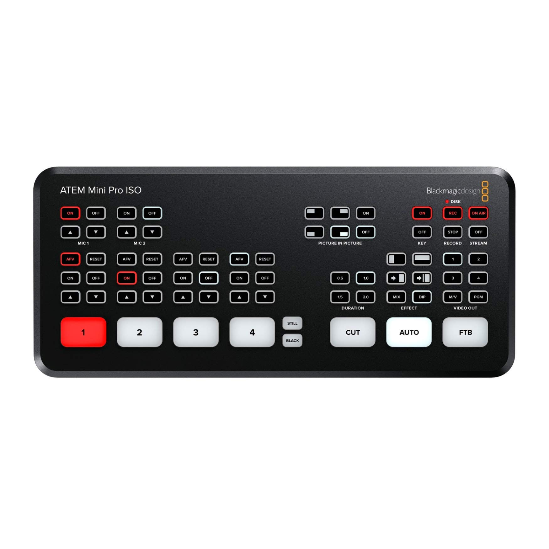 Blackmagic Design ATEM Mini Pro ISO Bundle with 2 x Nylon-Braided 4K HDMI Cables and 2 x Slim 3.5mm Male to Male Stereo Aux Cable (5 Items)