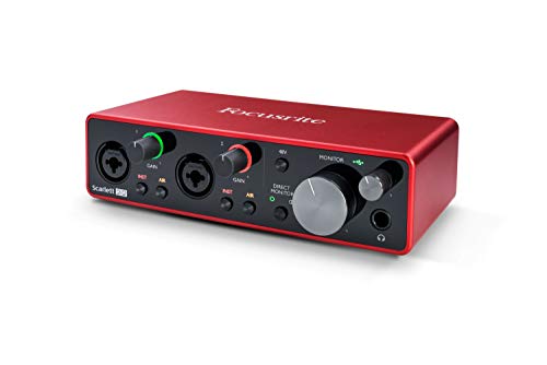 Focusrite Scarlett 2i2 2x2 USB Audio Interface Full Studio Bundle with Creative Music Production Software Kit and CR4-X Pair Studio Monitors and 1/4” Instrument Cables