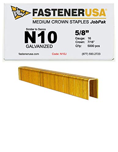 5/8" Leg x 7/16" Crown 16GA GALV N10 Staples 5,000ct | N10J