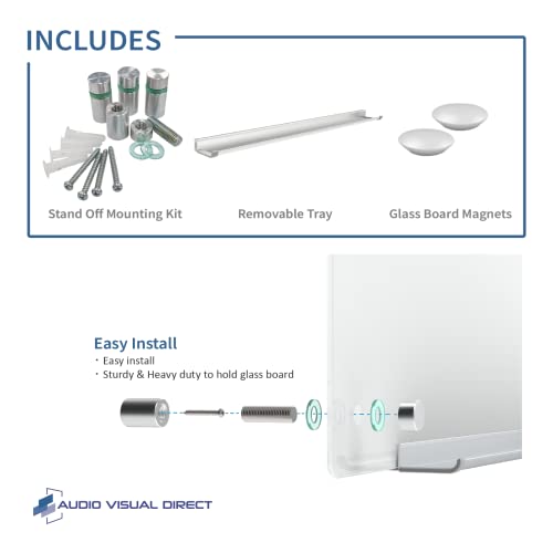 Audio-Visual Direct Magnetic White Glass Dry-Erase Board Set - 23 5/8 x 35 1/2 Inches -