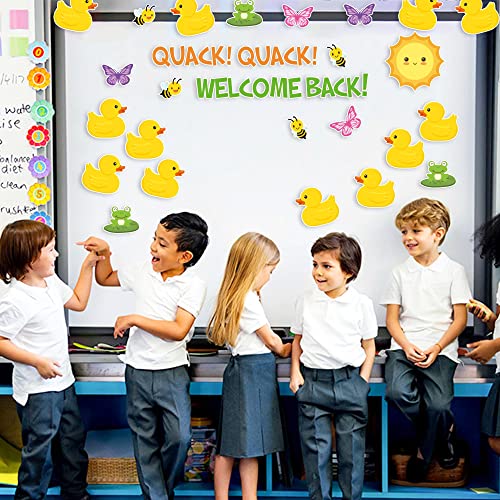 59Pcs Duck Bulletin Board Cutouts Quack Welcome Back To School Duck Classroom Decoration Cutouts Duck Themed Party Supplies Suitable for Teacher Student Bulletin Board Display or Home Wall Decorations