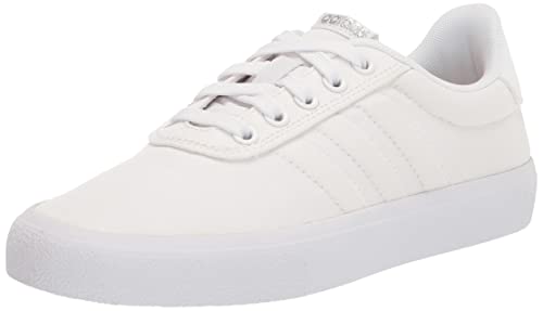 adidas Women's Vulc Raid3r Skate Shoe, White/White/Silver Metallic, 9