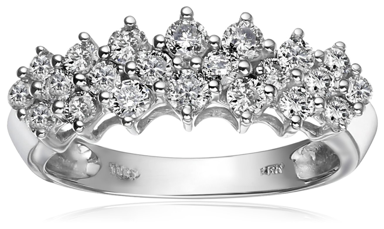 10k White Gold Diamond Anniversary Ring (1 cttw, I-J Color, I2-I3 Clarity), Size 7
