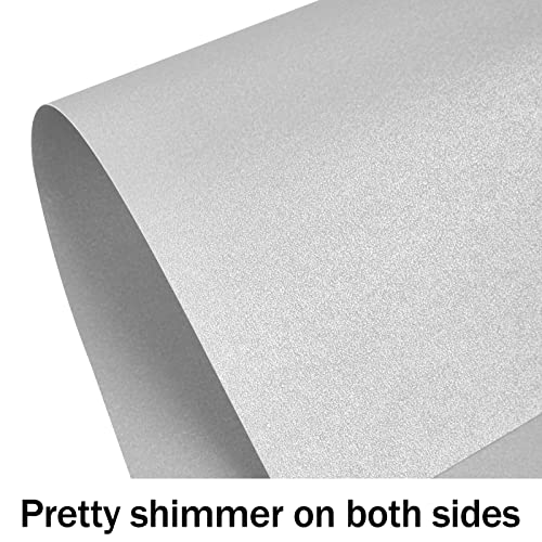 100 Sheets Silver Shimmer Cardstock 8.5 x 11 Metallic Paper, Goefun 80lb Card Stock Printer Paper for Invitations, Crafts, DIY Cards,Graduations