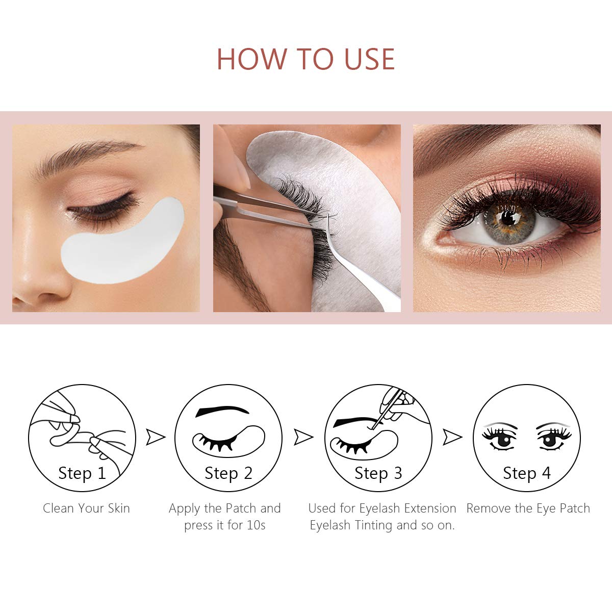AHIER Eyepads Eyelash Extensions Lint Free, 100 Pairs Set Eye Pads for Lash Extensions, Hydrogel Eye Patch DIY False Eyelash Lash Extension Makeup Eye Gel Pad