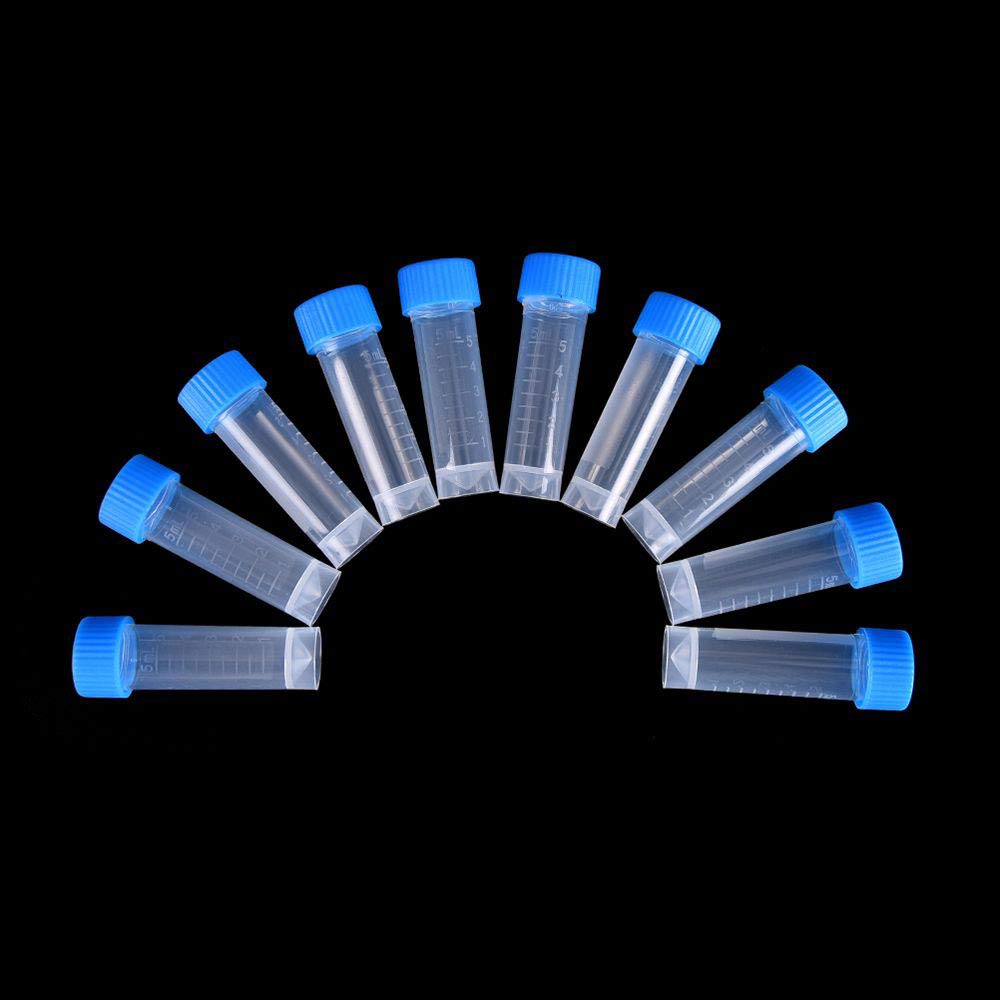 36PCS Cryo Tubes 5ml, Plastic Small vials with Screw caps Sample Tubes,PP Material ,with Silica Gel Gasket,Free from DNase, RNase, Human DNA