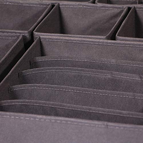 DIOMMELL 4 Pack Foldable Cloth Storage Box Closet Dresser Drawer Organizer Fabric Baskets Bins Containers Divider for Clothes Underwear Bras Socks Lingerie Clothing, Dark Grey 22-0000