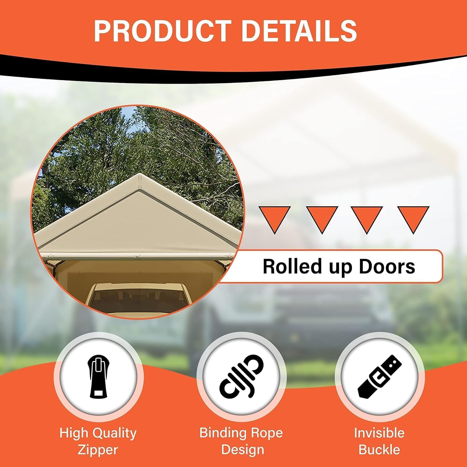 10 x 20 Carport Canopy Tent | Roll up Ventilated Windows | Outdoor 3-Sided Walls | Multi-Purpose Shade & Shelter | Heavy Duty Tent for Weddings Car Parking