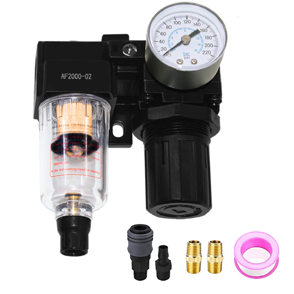 Beduan Semi-Auto Drain Pneumatic Air Filter Pressure Regulator 1/4 Inch NPT dryer compressor kit with Gauge