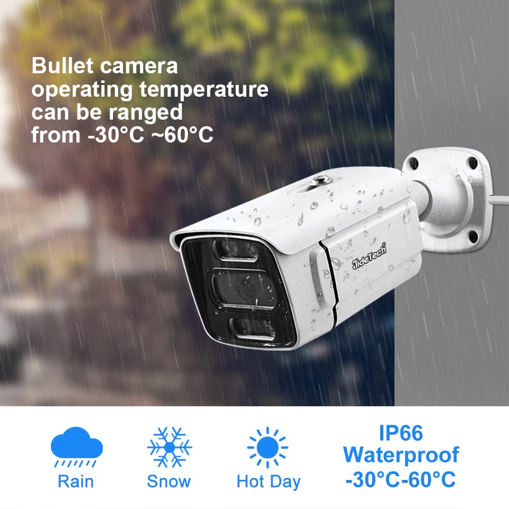 JideTech HD 5MP POE Camera Outdoor, 2592x1944P Bullet IP Security Camera with 2 Way Audio, Night Vision 65ft, Motion Detection, IP66 Waterproof, Support H.265+ Video Compression, 24/7 Recording