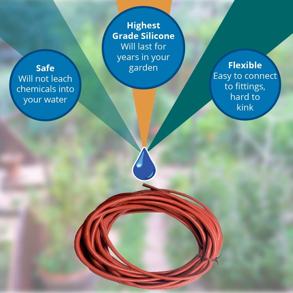 8mm TUBING, SUPER-FLEX For Blumat Watering Systems | RED, 10 Foot Roll | Perfect for Supplying Water to Blumat Carrot Sensors | High-Grade Silicone, Easy & Flexible Handling