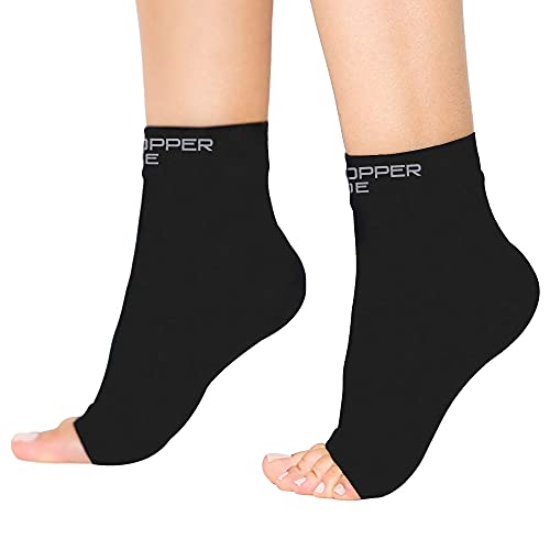 Copper Joe Ankle Brace Compression Sleeve with Heel Pain Relief, Foot Brace, Ankle Wrap Support with Foot Arch Recovery for Plantar Fasciitis Socks, Sprained Ankle for Men & Women One Pair, Large