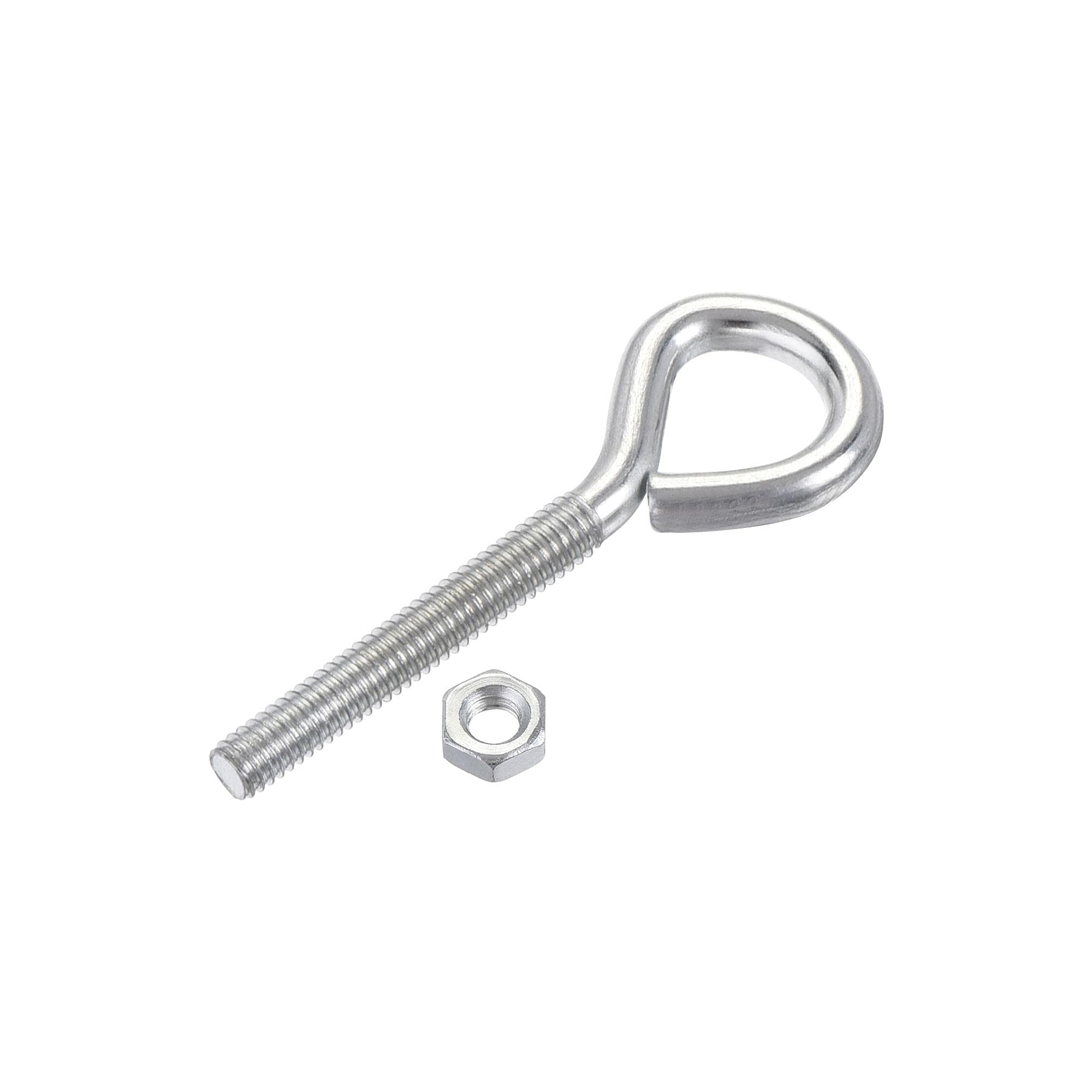 uxcell M4x30mm Eye Hooks Screws Bolts Kit, 30pcs Carbon Steel Hanger Eyelet Hooks Screw with Hex Nuts for Metal Hook, Wood Terminal Ring Hooks