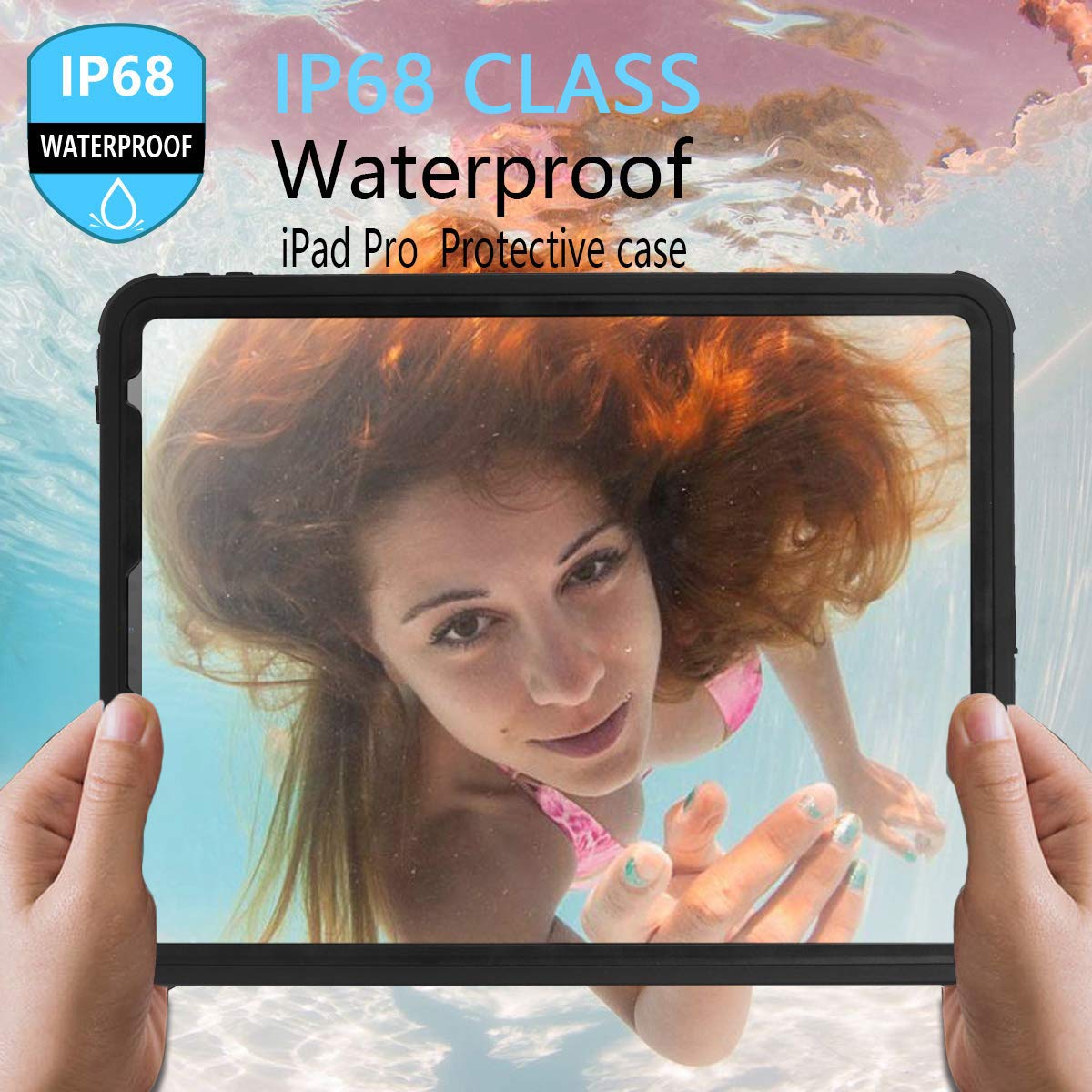 AICase IPad Pro 12.9 Inch Waterproof Cases,IP68 360 Degree Slim Dual Layer Armor Defender Shockproof Protective Case with Lanyard for iPad Pro 12.9" 2018