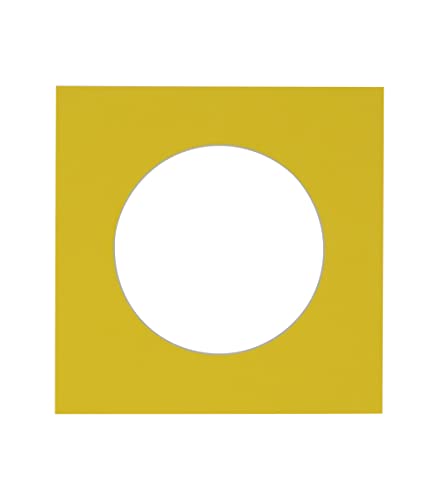 20x20 Mat Bevel Cut for 16x16 Photos - Precut Yellow Circle Shaped Photo Mat Board Opening - Acid Free Matte to Protect Your Pictures - Bevel Cut for Family Photos, Pack of 1 Matboard Show Kit With