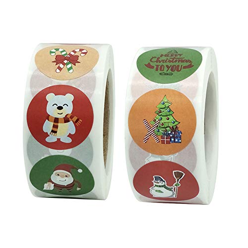 1000 Pieces 1 Inch Merry Christmas Holiday Stickers Labels Christmas Tags Envelope Seals