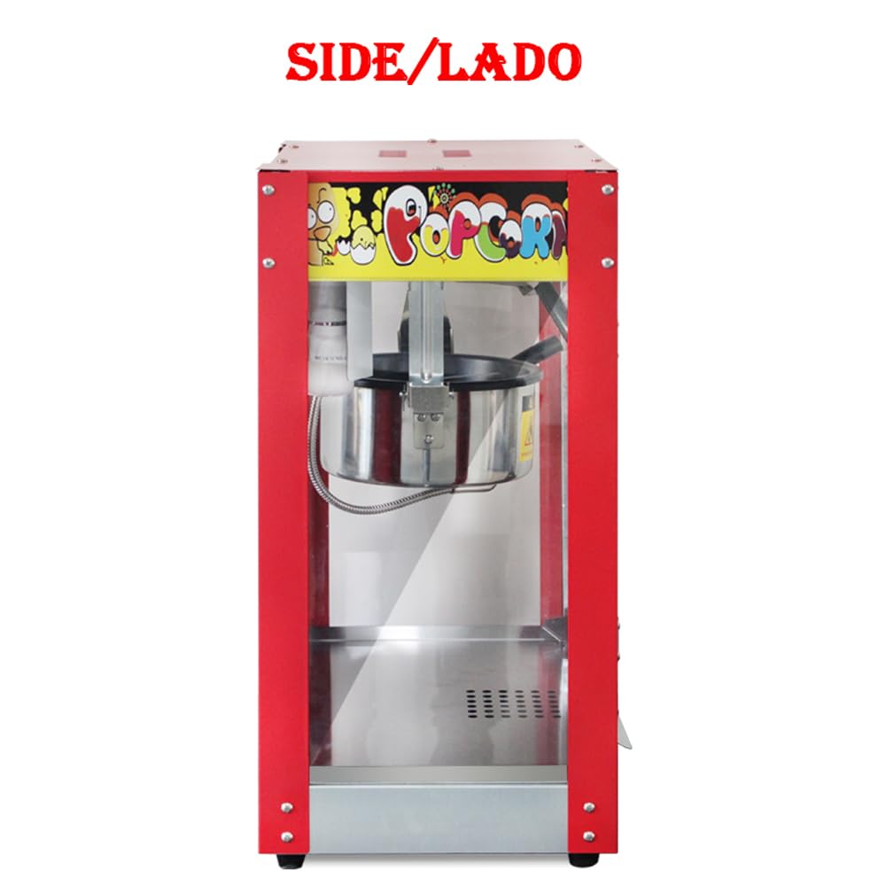 110V US Commercial Popcorn Machine, 8oz Popcorn Maker with Stainless-Steel Kettle,1400 W Countertop Popcorn Maker ,Movie Theater Popper with 3-Switch Control Steel Frame Acrylic Doors, Red
