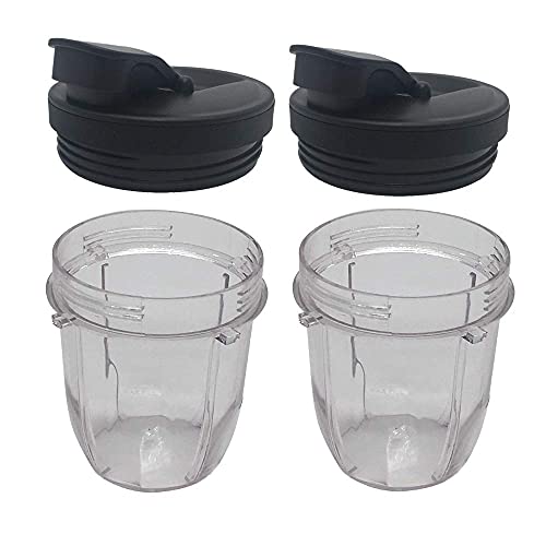 2 Replacement 350ML(12oz) Cup Mug Cups With Spout Lids, Compatible with Ninja Foodi Blender & Processor CO351B, SS100, SS101, SS101C, SS101TGT, SS300, SS300C, SS351, SS351C, SS351TGT,SS400, SS401