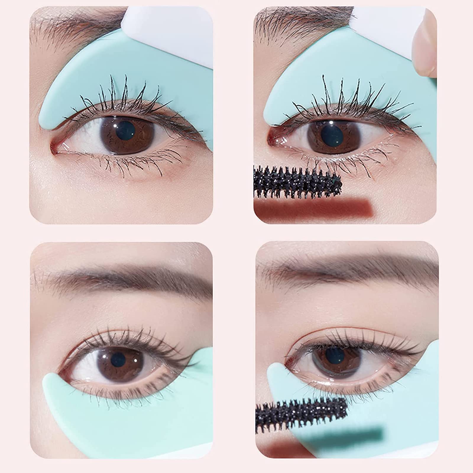 2 PCS Mascara Guard, Auzky Mascara Shield Eyelash Tool Applicator Silicone Reusable Mascara Shield Applicator Guard to Prevent Makeup Residue - Pink