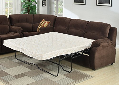 AC Pacific Tracey Collection Contemporary 3-Piece Tufted Living Room Set with Sectional, Queen Sofa Bed, and Reclining Loveseat with Storage Console and Cup Holders, Chocolate