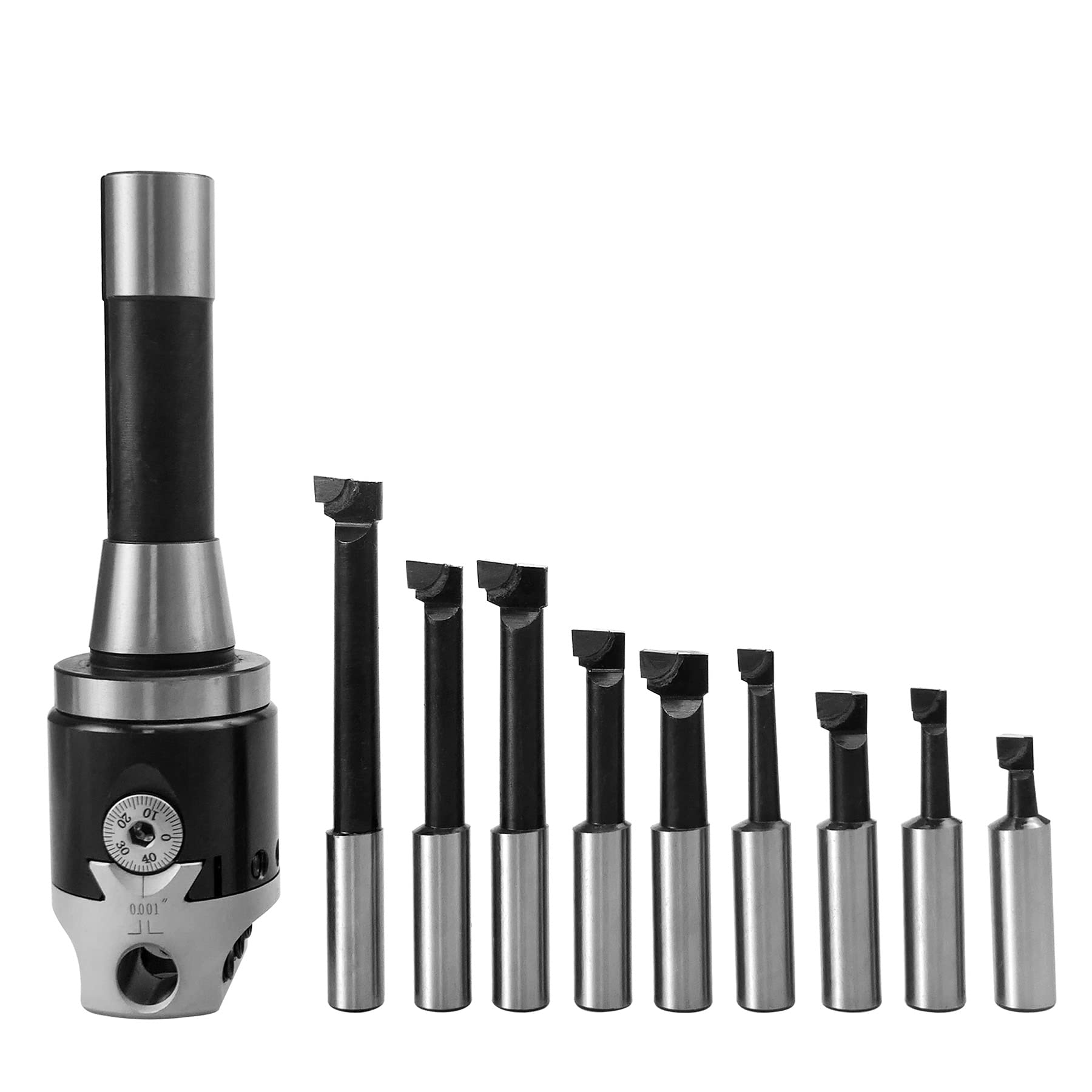 9 PCS 2 Inches Boring Head R8 Shank 1/2 Inches Carbide Boring Milling Set Bar Set Fit for Bridgeport Milling Machine
