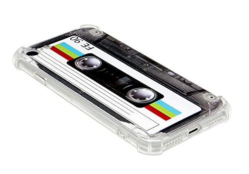 FAteam Case for iPhone SE (2022/2020), iPhone 7 and iPhone 8, 4.7-Inch, with Reinforced Corners TPU Soft Bumper Anti-Scratch Back, Retro Cassette