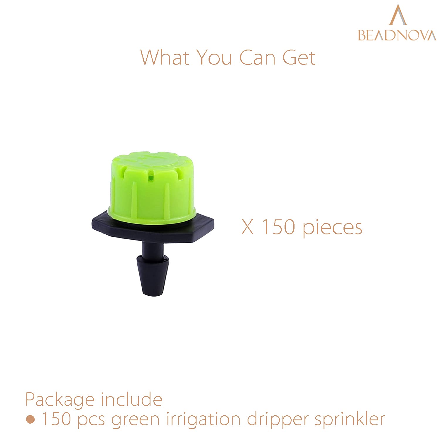 BEADNOVA Drip Emitter 150 Pcs 360 Degree Drip Line Emitter Adjustable Dripper Emitters for Drip Line 1/4 Inch Irrigation Tube Watering System Gardening (Green)