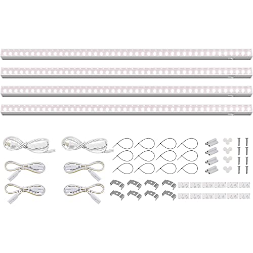 Barrina Grow Lights for Indoor Plants, Full Spectrum Sunlight, 2ft 40W (4 x 10W, 250W Equivalent), LED Bulbs, T5 Grow Lights, Plug and Play, Pinkish White, 4-Pack