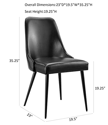 Ball & Cast Kitchen Chair Modern Upholstered Dining Chairs, Desk Chair Side Chair with Metal Legs, Black, Pack of 2