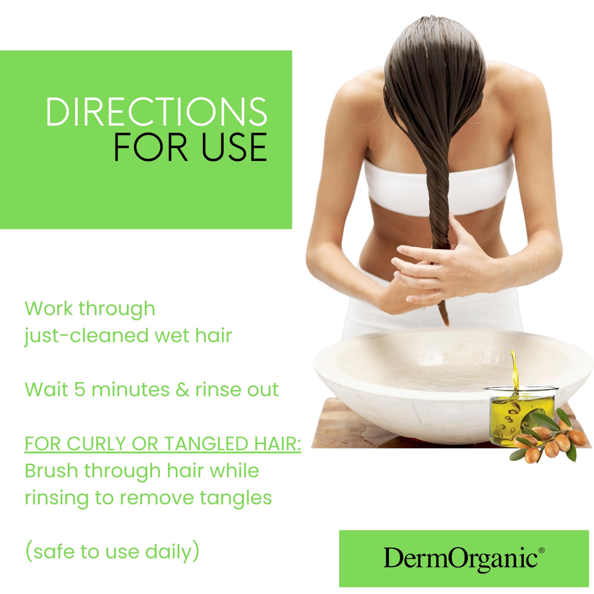 DermOrganic Argan Oil Daily Hydrating Hair Care-Sulfate Free & Color Safe-CONDITIONER 33.8 oz