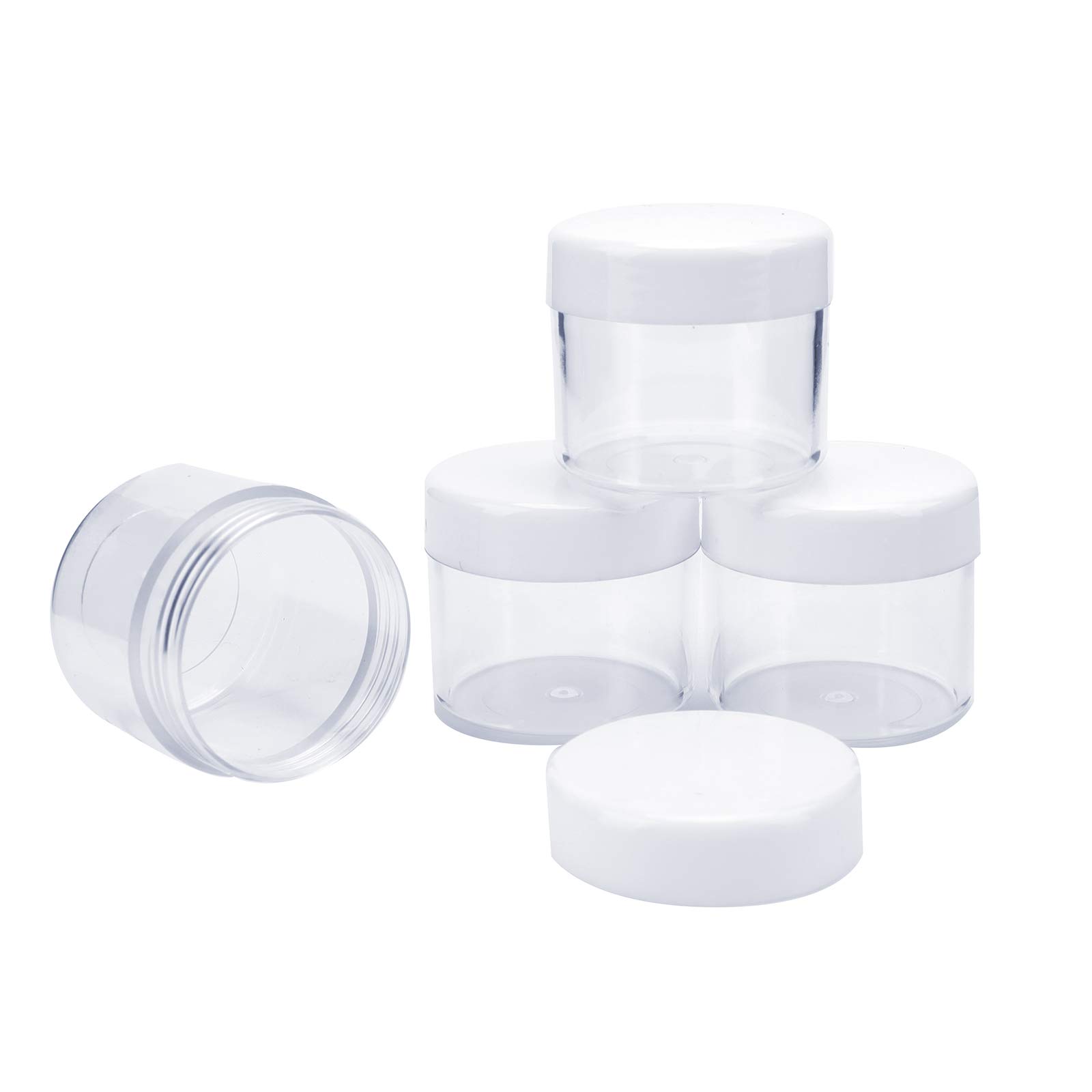 Bekith 60 Pack 0.7oz / 20 ml Round Plastic Pot Jars, Empty Sample Makeup Cosmetic Containers with Lids for Creams, Eye Shadow, Powder, Jewelry