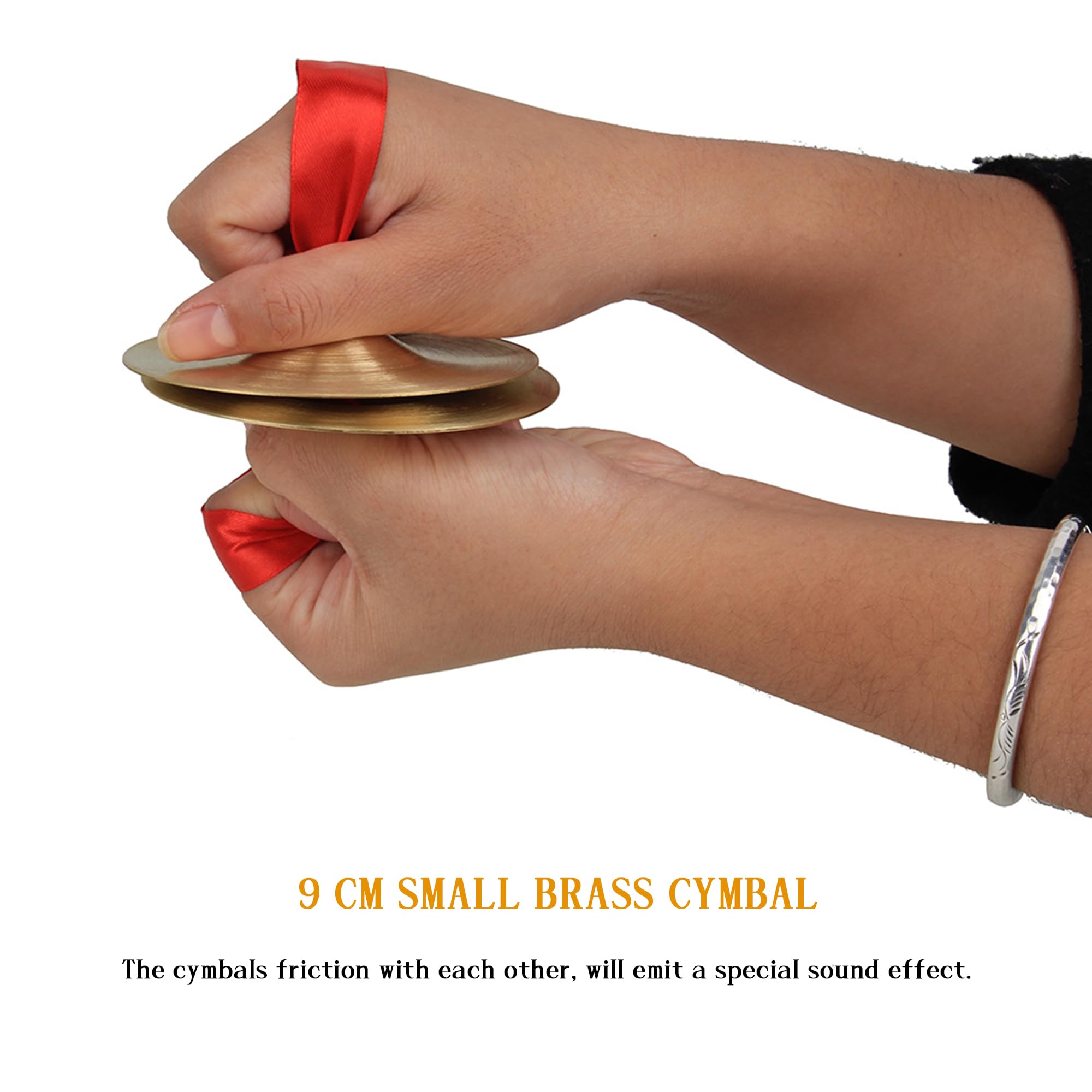 9cm Diameter Small Brass Hand Cymbal Gong Band Rhythm Percussion Musical Parts Pack of 2