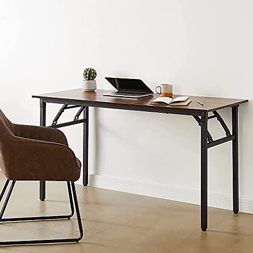 Coral Flower Office Desk 55 inches Folding Table Computer Table Workstation,Rustic Brown