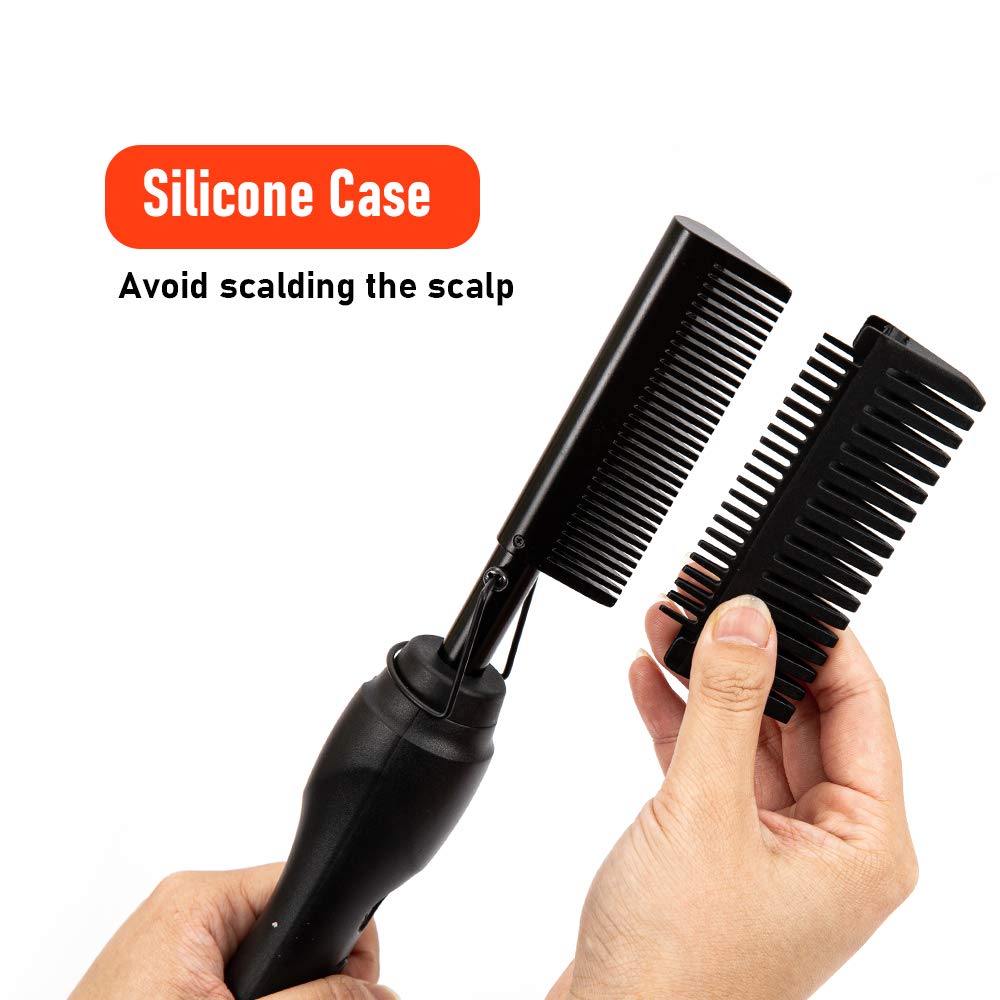 AIHOPESTO Electric Hot Comb Hair Straightener for African American Hair, 3 Temperature Settings, Metal Surface, Lightweight & Compact, 5 Piece Set