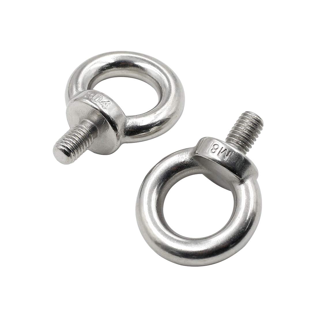 Hxchen 5Pcs M8x12 304 Stainless Steel Eye Bolt Male Thread Lifting Ring Eyebolt Screws Machinery Shoulder