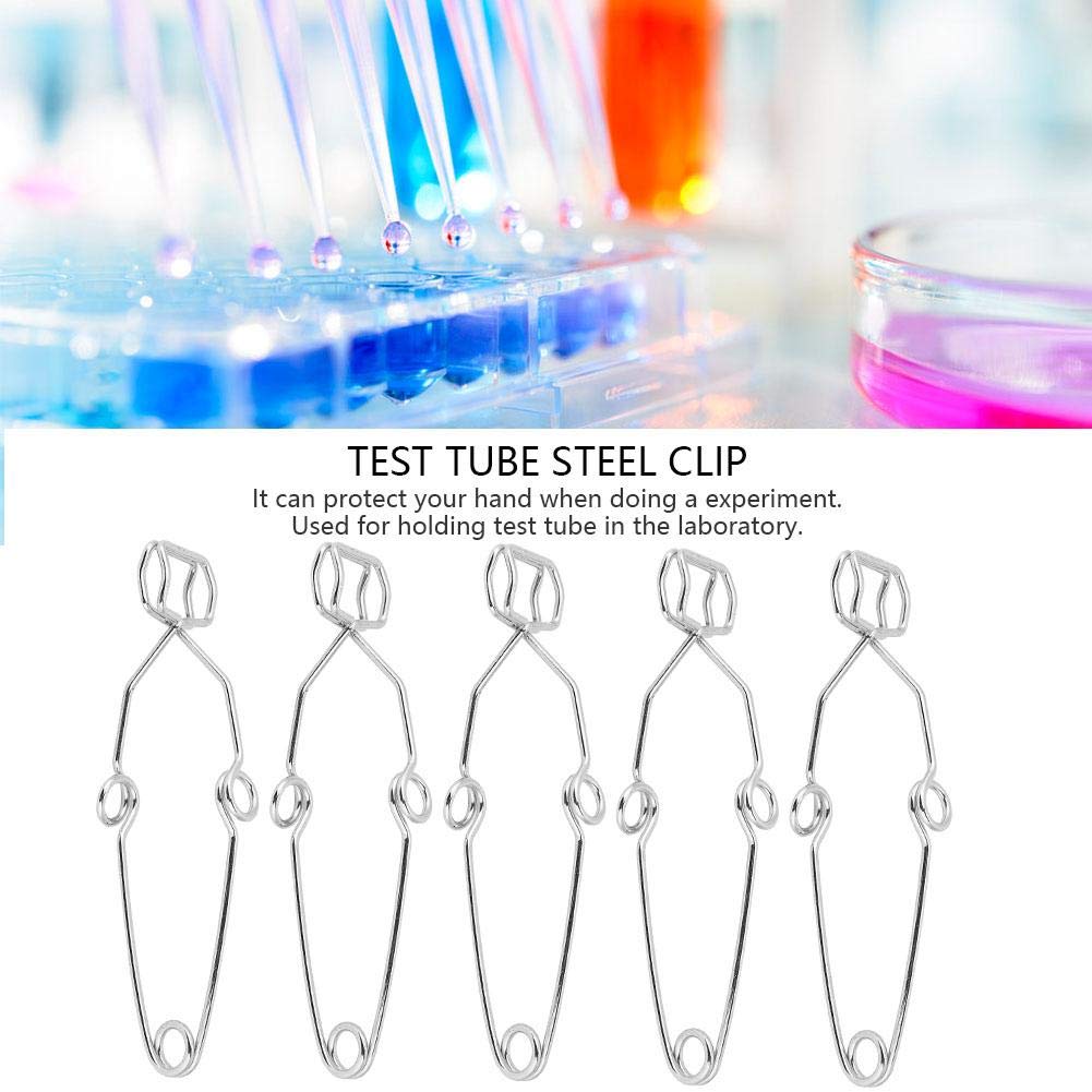 5pcs Spring Steel Test Tube Clip Clamp Labs with Finger Grips Laboratory Experiment Testing Holder Tool,14.5cm / 5.7inch