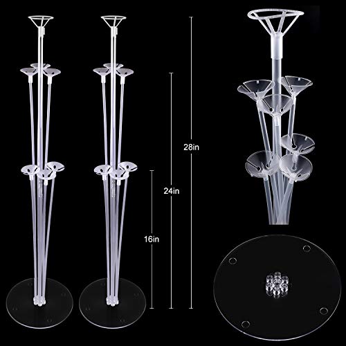 Balloon Stand Kit - Tinabless 2 Sets of Clear Table Desktop Balloon Holder with 7 Balloon Sticks,7 Balloon Cups and 1 Balloon Base for Birthday | Wedding Party, Holidays, Anniversary Decorations