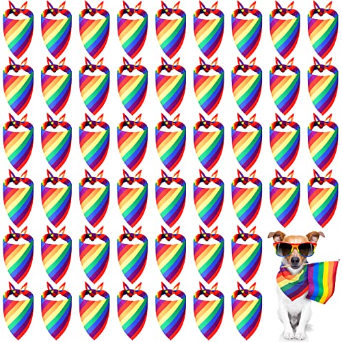 50 Pieces Rainbow Dog Bandanas Bulk Pride Dog Bandanas Rainbow Dog Scarf Rainbow Accessories for Small Medium Large Dog Pet Costume Accessories Decoration