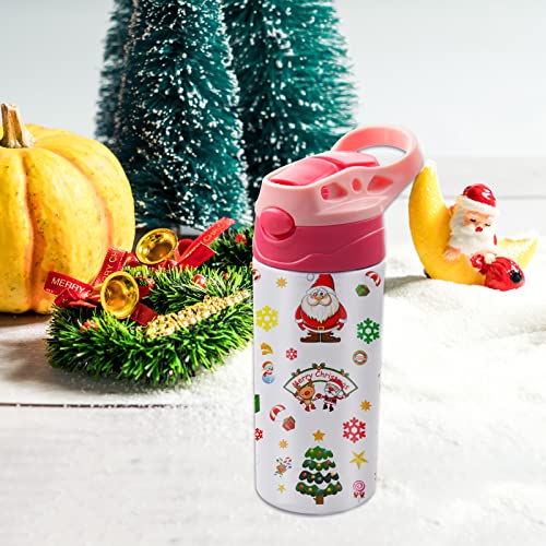 4pcs 12oz Sublimation Blanks Sippy Cup,Sublimation tumblers for Kids,Stainless Steel Insulated Toddler Water Bottle with Leak-Proof Straw Lid and Handle(Four Colors)