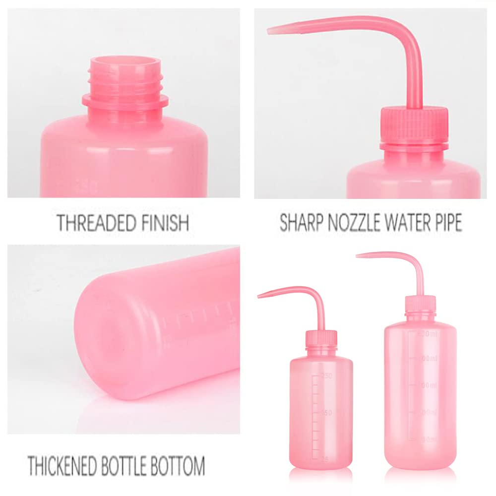 250ml Plastic Safety Wash Bottle, 4 Colors Lab Squeeze Bottle with Narrow Mouth and Scale Labels, Squirt Bottle For Plant Flower Succulent Watering - 4 Packs