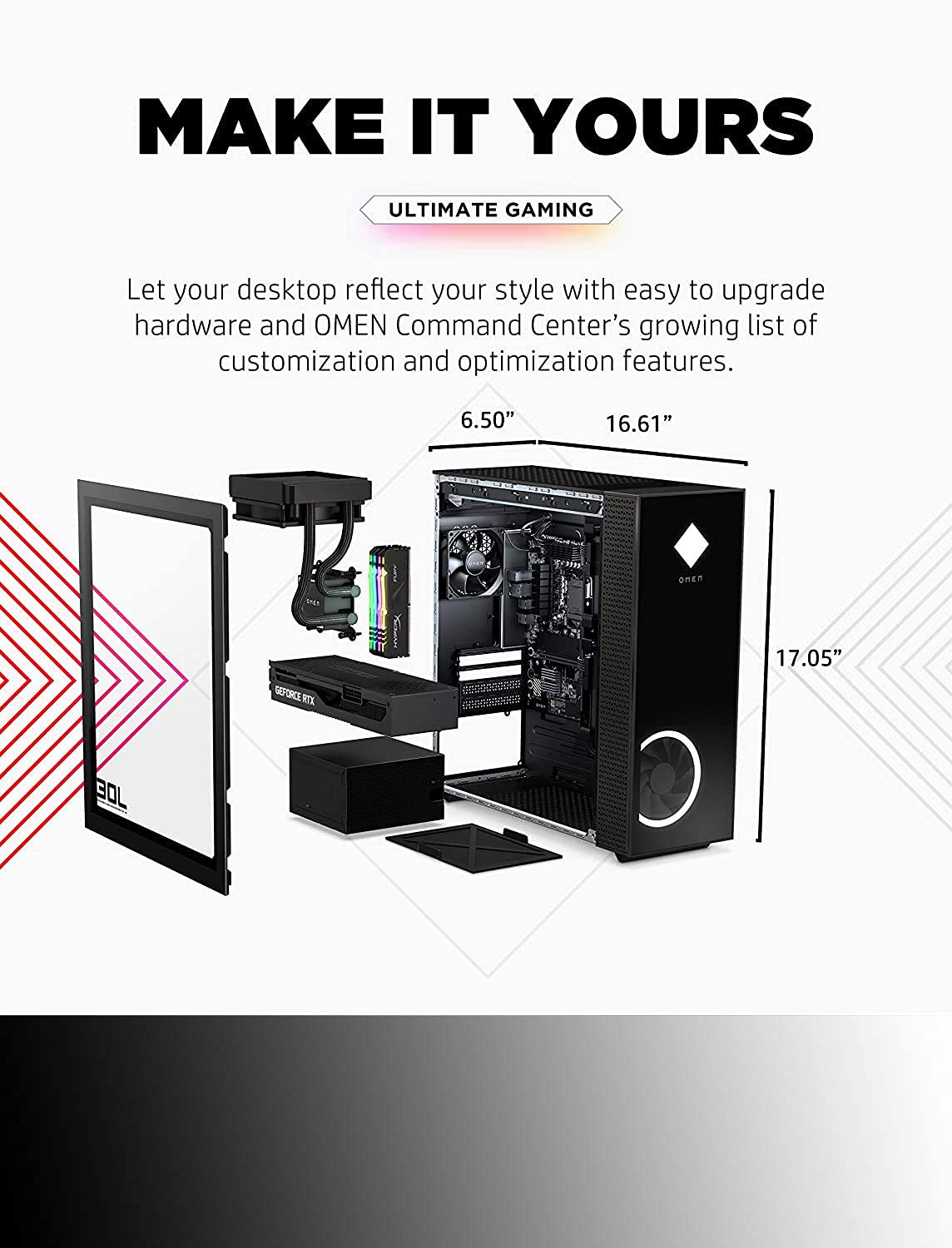 HP OMEN 30L Desktop GT13-0380t Core i9-10850K 16GB Hyperx RGB DDR4 1TB NVMe RTX3090 W10PRO64