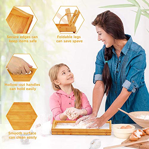 Bamboo Bed Tray Table for Eating Foldable Breakfast Tray for Bed, Trays for Eating Dinner Serving Tray with Folding Legs for Bedroom, Hospital, Home by FURNINXS