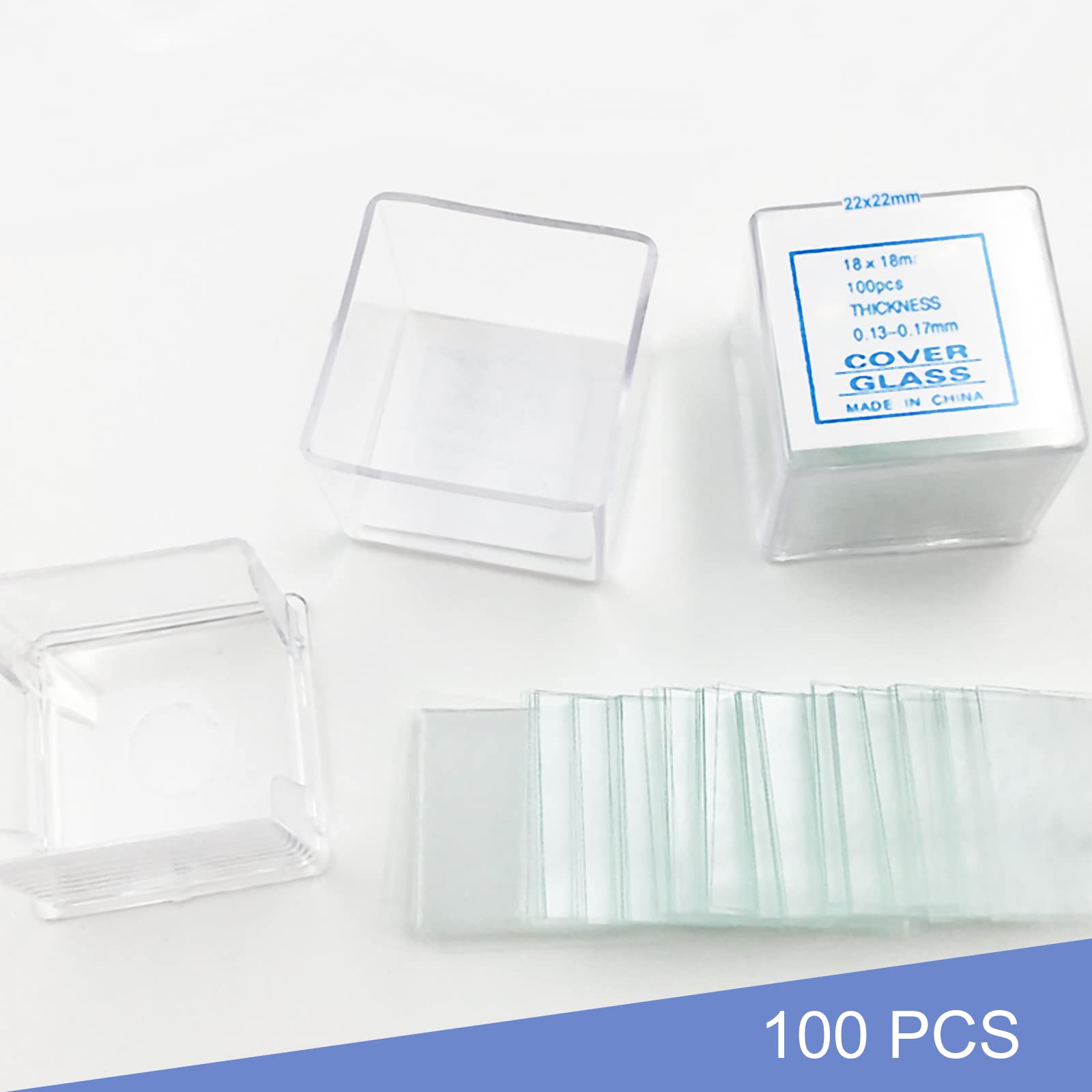 Pre-Cleaned Blank Microscope Slides Kit丨50PCS Ground Edge Glass Microscope Slides and 100PCS Square Cover Glass Slips Coverslips Set for Lab Science
