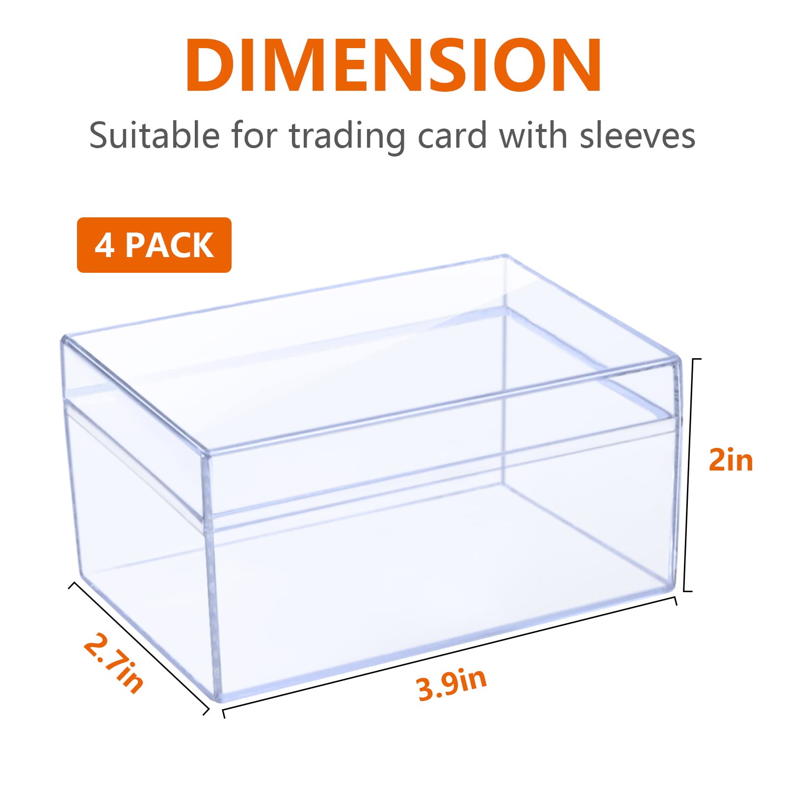 100 Count Clear Card Storage Box, Card Deck Case, Game Card Organizer, Plastic Playing Card Case Trading Card Holder, Baseball Cards Box- 4 PACK