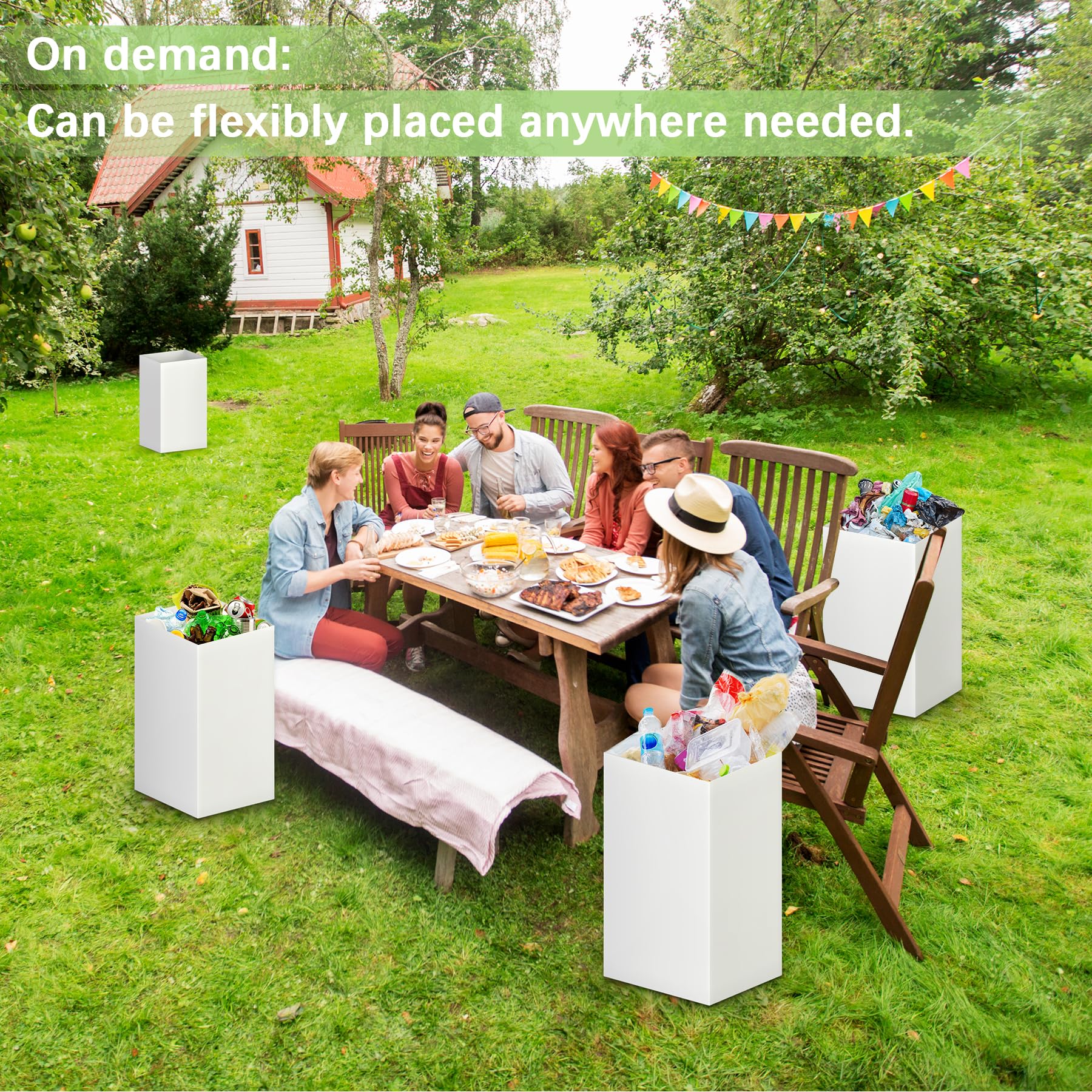 13 Gallon Disposable Trash Cans, 4 Pack, Reusable Portable Garbage Can, Disposable Trash Cans for Parties, Pop Up Trash Cans for Parties, Suitable for Parties, Weddings, Birthdays, Picnics, Trips
