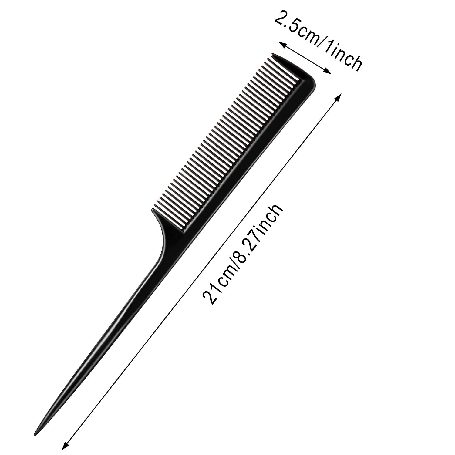 Boao 12 Pack Rat Tail Comb Styling Plastic Anti Static Heat Resistant Tail Comb for All Hair Types Fine Tooth for Men and Women(Black)